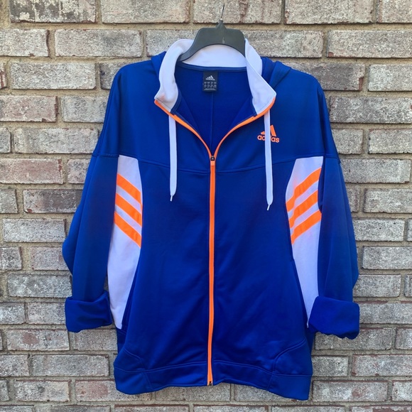 adidas | Jackets & Coats | Adidas Mens Athletic Jacket Neon Orange Blue ...